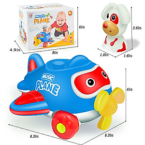 Baby Toys for 1 Years Olds, Bump & Go Baby Toys 12-18 Months Plane Musical Toys with Music Light-Up Airplane Toddlers Toys for 6+ Months Baby Crawling Toys Christmas Birthday Gifts