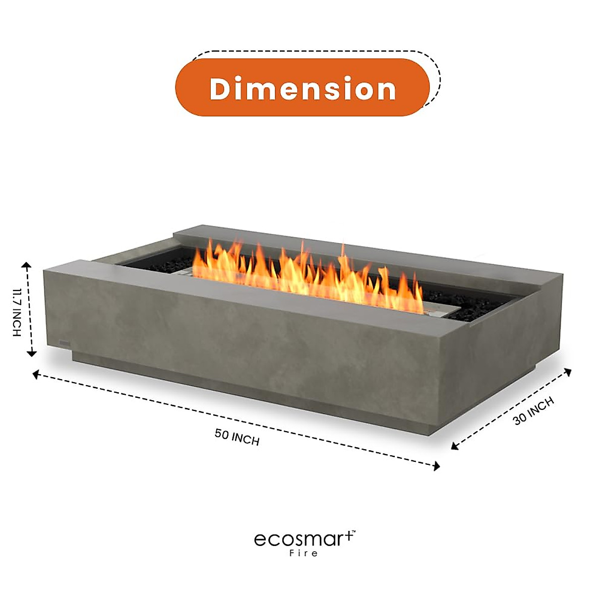 Eco Smart | Cosmo 50 Fire Pit Table | Natural Color | Ethonal Stainless Steel Gas Burner | Elegant Curved Design with Versatile Wide Lip | Complements Any Decor and Setting