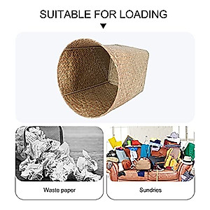 DOITOOL Wicker Rattan Waste Basket Woven Seagrass Trash Can Retro Garbage Rubbish Bin Woven Flower Pots Sundries Container Basket for Bedroom Kitchen
