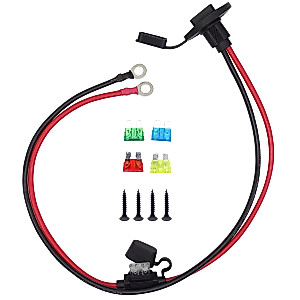 Billion wealth SAE Power Socket Sidewall Port to O Ring Connecters Extension Cord Cable Connector with 10A 15A 20A 25A 30A Fuse (10AWG 2FT)