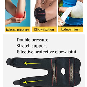BORDSTRACT Elbow Brace, 1Pcs Tendonitis Adjustable Elbow Support with Dual Spring Stabilizer Relieve Arthritis and Sports Injury Pain