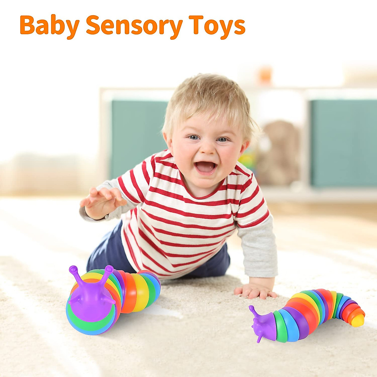 Sensory Fidget Toys for Kids and Adults, Slug Sensory Toys for Autistic Children Baby & Toddler Bluey Toys, Slinky Fidget Toys Adults Fidgets for Classroom Toys Toddler Toys for Children Age 3+