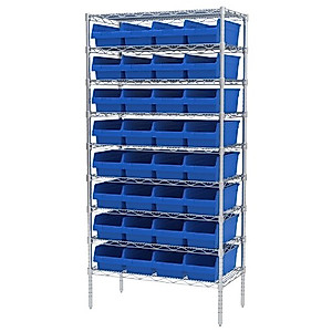 Akro-Mils 30088 Plastic Nesting ShelfMax Storage Bin Box, (18-Inch x 8-Inch x 6-Inch), Blue, (8-Pack)