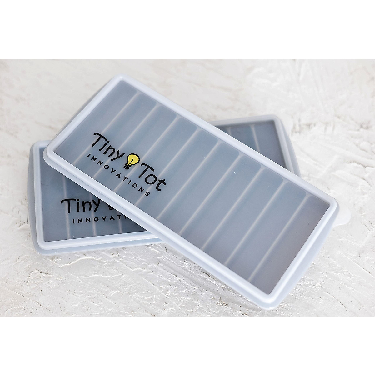 Breast Milk Freezer Storage Trays w/Carrier, 10-1oz Bars, 2 Silicone Containers w/Silicone Lids and Carrier, Food Grade Silicone