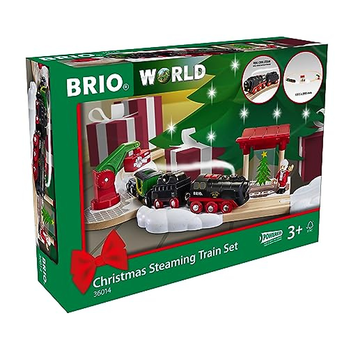 BRIO World – 36014 Christmas Steaming Train Set | 27-Piece Kid-Friendly Set | Age 3+ Compatible | FSC-Certified Beech Wood | Complements All BRIO Railway Sets & Accessories | Multicolor