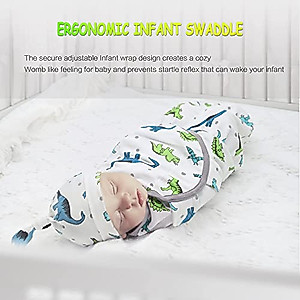 DUYANG Boys Swaddle Set, Large, 3pcs Wrap Blankets with 3pcs Baby Cotton Caps,3-6 Months (3+3pack1)