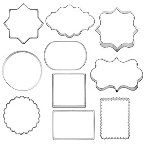 Fancy Plaque Cookie Cutters Set of 10 pcs, Stainless Steel Wedding Frames Shaped Fondant Cutter Molds Baking DIY
