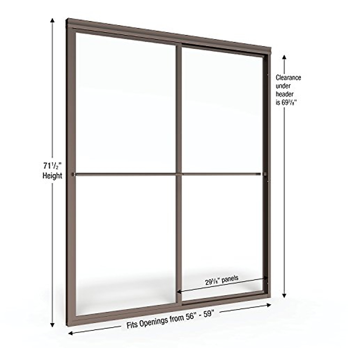 Basco Infinity Shower Door Framed Obscure Glass Sliding Door, Oil-Rubbed Bronze