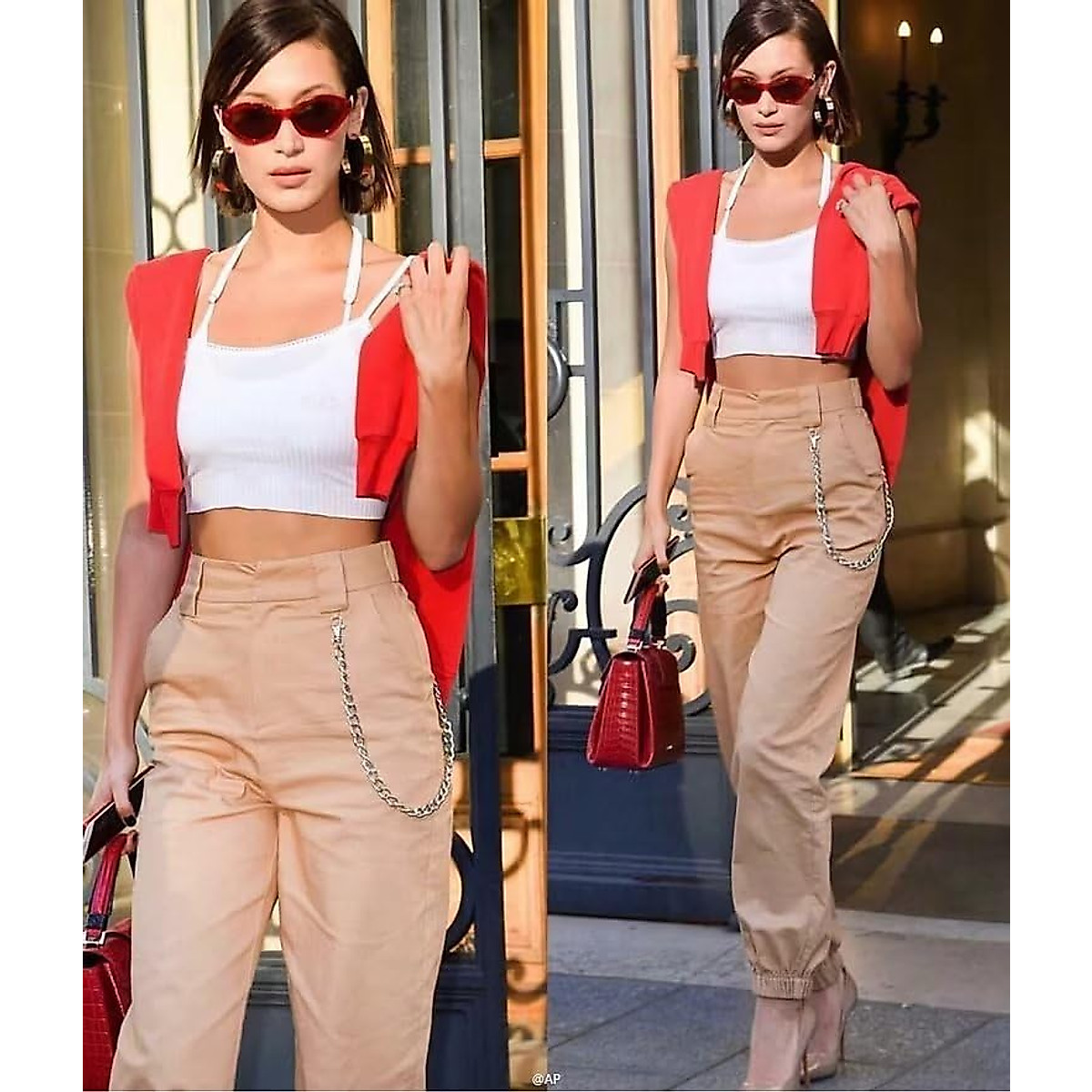 Women's Fashion High Waisted Cargo Harem Casual Pants Trendy Waist Brace Straight Leg Trouse with Pockets