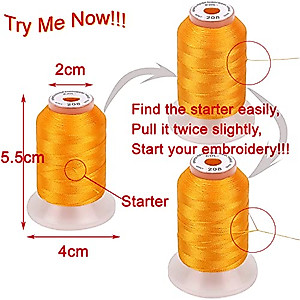 New brothread 63 Brother Colors Polyester Embroidery Machine Thread with Bonus of 10"x10yd Medium Weight Tearaway Embroidery Stabilizer