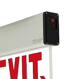 LFI Lights | Edge-Lit Red Exit Sign | Modern Design Brushed Aluminum Housing | All LED | Single-Sided Clear Acrylic Panel | Hardwired with Battery Backup | UL Listed | ELSM-R