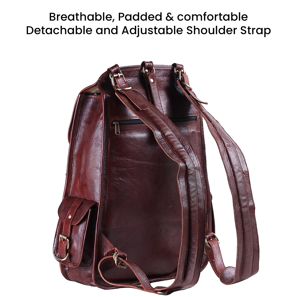 Handmade World Vintage Full Grain 21 Inch Leather Laptop LARGE Backpack Casual Bookbag Daypack Camping Travel Rucksack Knapsack