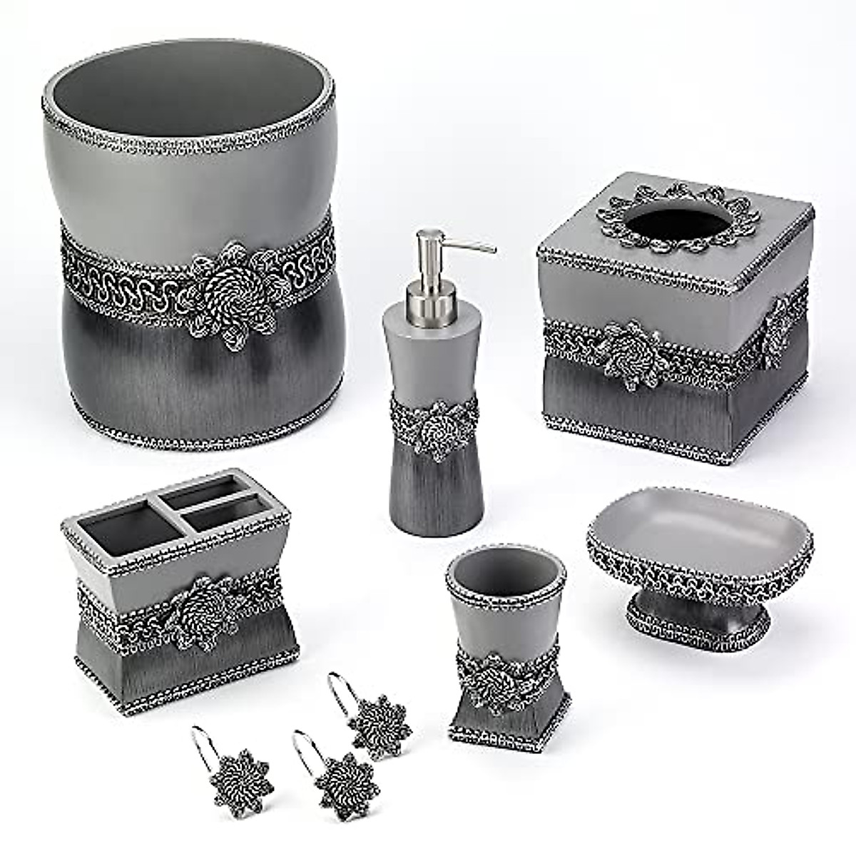 Avanti Linens - Wastebasket, Decorative Trash Can, Stylish Home Decor (Braided Medallion Collection, Granite)