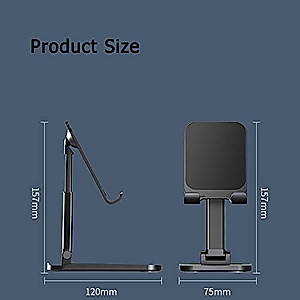 ZRONST Phone Stand for Desk Foldable Adjustable Angle Height Portable Cell Phone Holder Compatible with iPhone Ipad Android (Black)
