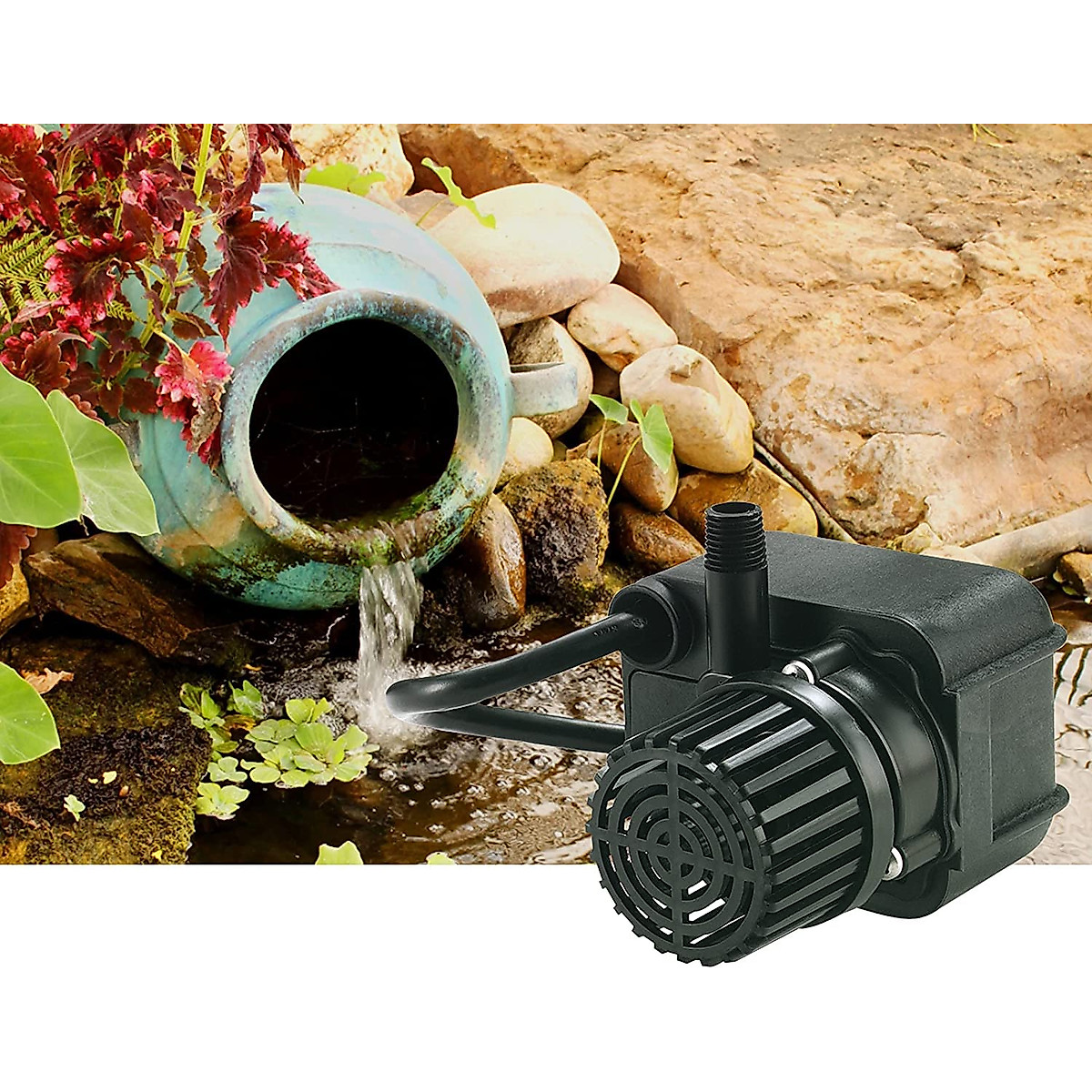 Little Giant PE-2F-PW 115 Volt, 1/40 HP, 300 GPH Submersible Direct Drive Pump for Small Ponds or Fountains with 15-Ft. Cord, Black, 566611