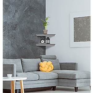 Greenco Corner Shelf, 2-Pack Floating Shelves for Wall, Easy-to-Assemble Wall Mount Corner Shelves for Bedrooms and Living Rooms, 2 Count, Gray Finish