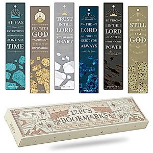 12 Pcs Bible Verses Bookmarks with Cross Pendants, Bookmark for Bible, Great Religious Christian Gifts for Men, Women, Kids, Perfect for Reading Rewards, Church Supplies, Giveaways for Sunday School.