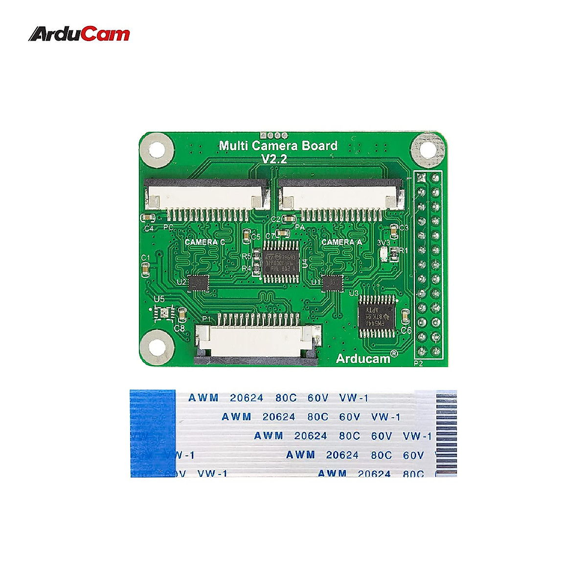 Arducam Multi Camera Adapter Module V2.2 for Raspberry Pi 5, 4B, Compatible with Rasperry Pi Camera Module 3/V2/V1, and 12MP IMX477 Cameras