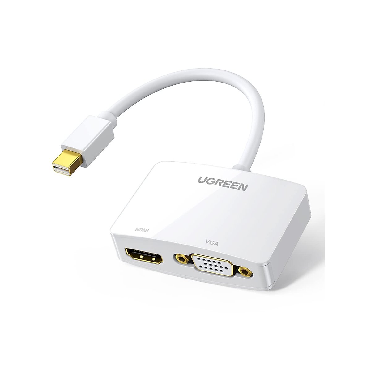 UGREEN Mini DisplayPort to HDMI VGA Adapter, 4K Thunderbolt 2 Adapter 2 in 1 Mini DP Converter Compatible with MacBook Pro MacBook Air iMac Surface Pro 1 2 3 4 6 Surface Laptop 2 ThinkPad X1, White