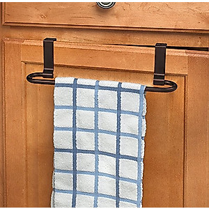 Spectrum Diversified Euro Bar Over The Cabinet Door Rack with Padded Brackets, No Installation Kitchen Rack & Bathroom Towel Stand, Bronze