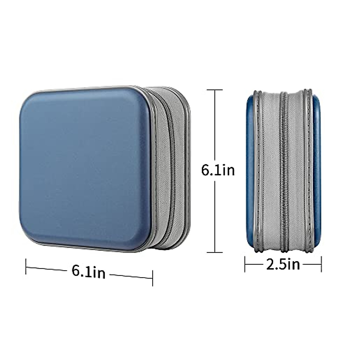 LIOVODE DVD Case, 48 Capacity CD Case Portable CD Case Holder Storage Hard Plastic DVD CD Wallet Holder Organizer for Car (Dark blue)