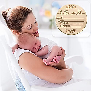 Wooden Baby Announcement Sign, Birth Announcement Sign, Hello World Newborn Sign, Baby Name Announcement Sign for Photo Prop Baby Shower Nursery Gift