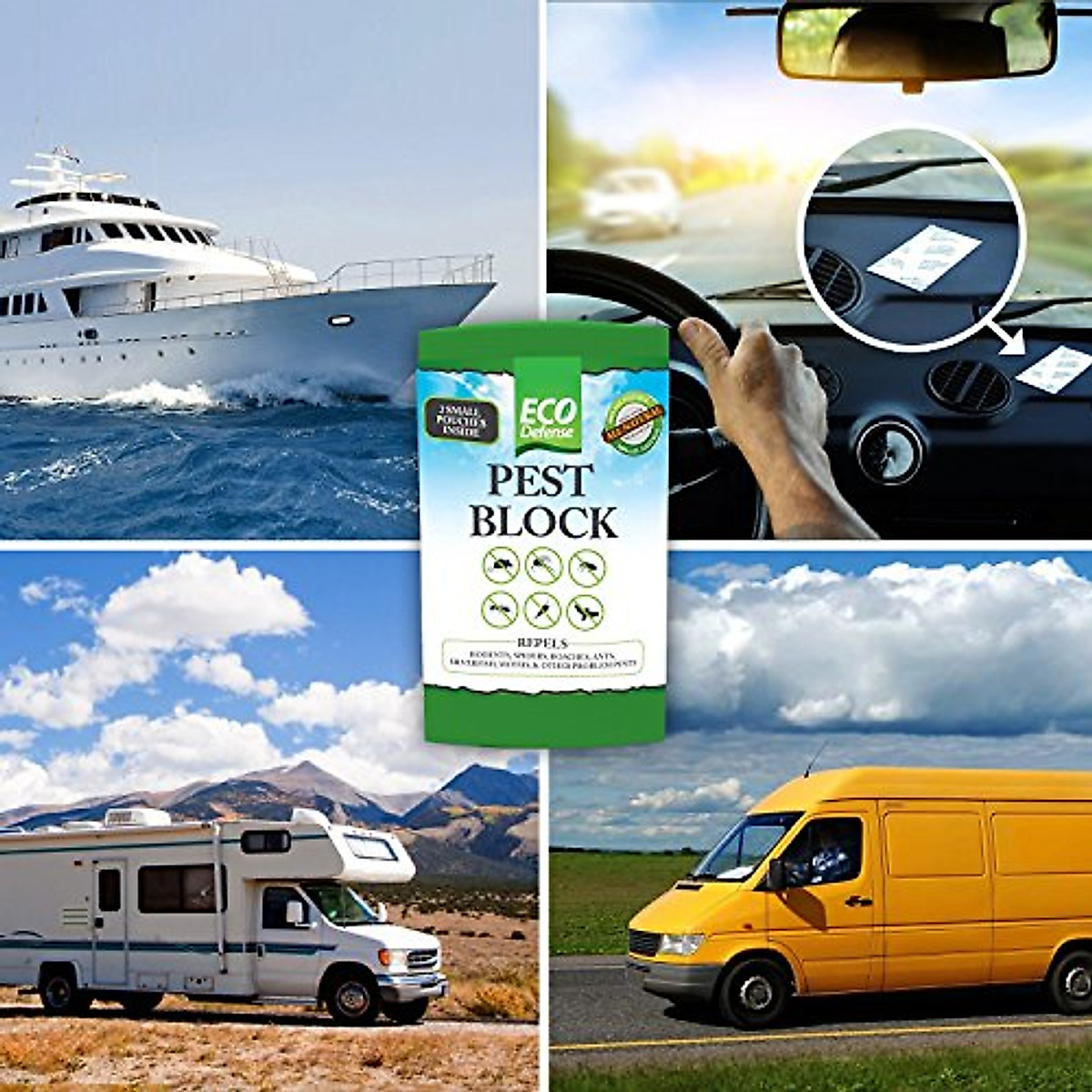 Eco Defense Pest Control Pouches - All Natural - Repels Rodents, Spiders, Roaches, Ants, Moths, Squirrels, & Other Pests