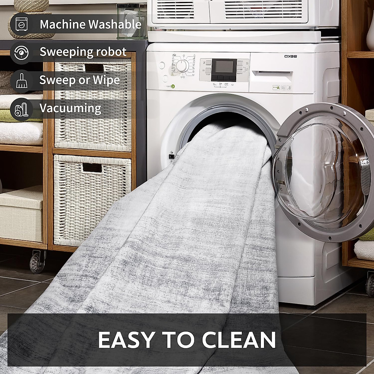 5x7 Area Rugs for Living Room, Machine Washable Non Slip Area Rug Modern Abstract Indoor Rug Carpet Ultra Soft Rugs for Bedroom Dining Room Playroom Bedside Office, Grey