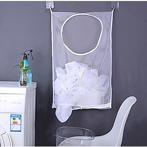 ZIIYAN 2 Pack Door Hanging Laundry Hamper Bag, Mesh Laundry Bag, Large Dirty Clothes Bag Over the Door Organizer