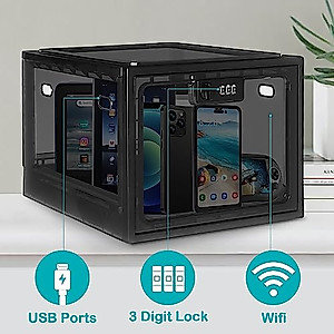 Lalifebuss Combination Lock Boxes for Personal Items, Lockable Storage Box for Office Locker/School/Medicine/Snacks/Phone Jail/Electronic/Home (1 Pack/Black)