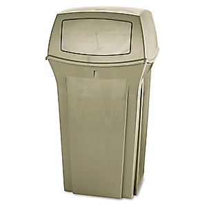 Rubbermaid Commercial 843088BG Ranger Fire-Safe Container, Square, Structural Foam, 35gal, Beige