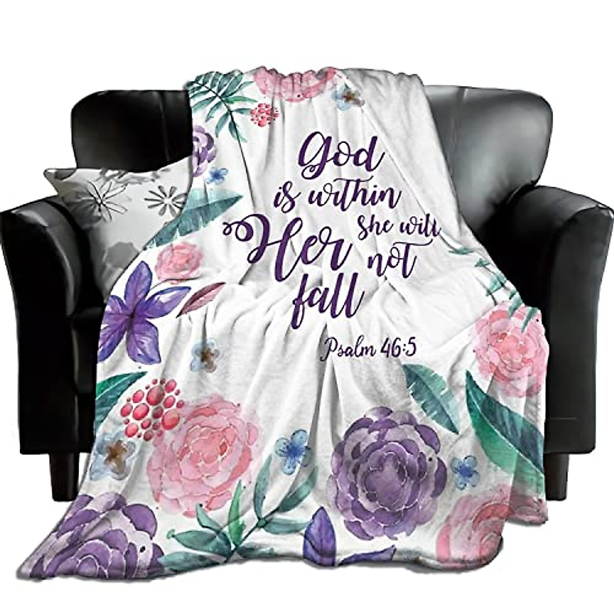 God is Within Her Blankets Bible Verse Blanket Spiritual Gifts for Women Soft Fluffy She Will Not Fall Fleece Blanket Get Will Soon Blanket Gift for Mom Women 40"X50"