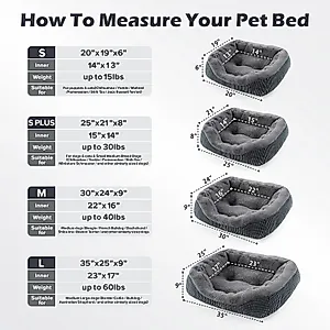 INVENHO Medium Dog Beds for Medium Dogs Washable, Rectangle Dog Bed Medium Size Dog, Orthopedic Dog Bed, Warming Soft Calming Sleeping Puppy Bed Durable Pet Bed with Anti-Slip Bottom M(30"x24"x9")