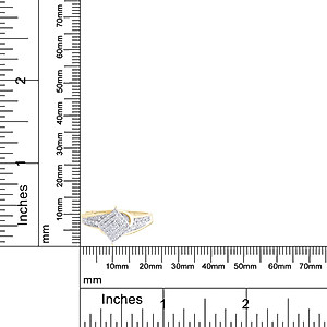 Jewel Zone US Natural Diamond Accent Engagement and Wedding Fashion Ring in 14k Gold Over Sterling Silver (0.03 Ct)