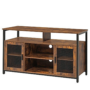 usikey Industrial TV Stand for 60 Inch TV, Entertainment Center, TV Cabinet with Storage Shelves, Media TV Console, Home Living Room Storage Cabinet for TV, Rustic Brown