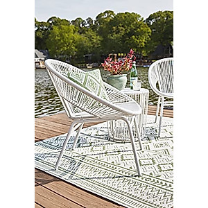 Signature Design by Ashley Mandarin Cape Casual All-weather Resin Wicker Outdoor Chairs with Table Set, Set of 3, White