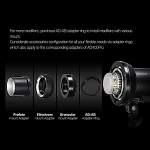 GODOX AD300 Pro Godox AD300Pro Godox Flash for Canon Sony Nikon Fuji Olympus Panasonic Camera,TTL 2.4G HSS 1 / 8000s Outdoor Strobe with 2600mAh Lithium Battery,320 Full Power Flashes