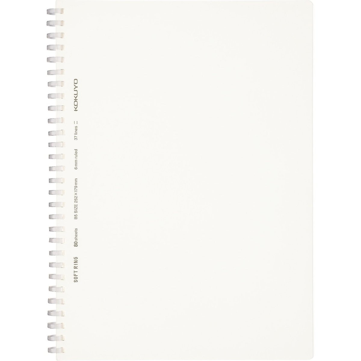 KOKUYO Spiral Lined Notebook, 10'' x 7'' Business Journal B5 Soft Ring Notebooks with A 6mm Ruled, 80 Perforated Sheets, Clear 1 Subject Notebook, Note Taking for Work. Japan Import (SU-SV508B-T)