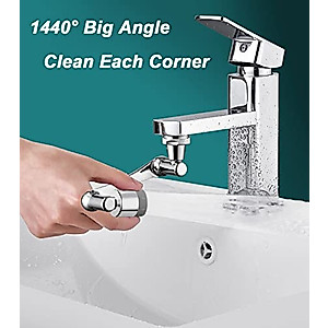 New Generation 1440° Universal Rotating Faucet Extender Aerator, Big Angle Robotic Arm Water Swivel Sprayer with 2 Water Outlet Modes for Face Washing Gargle Eyewash Kitchen Bathroom Sink