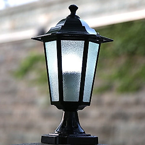 MODEBHD 33cm, Outdoor LED Waterproof Column Lamp Super Bright Patio Lawn Light Villa Door Decoration Garden Post Light E27 Antique Aluminum Pillar Lamp Waterproof External Garage Fence Post Lights