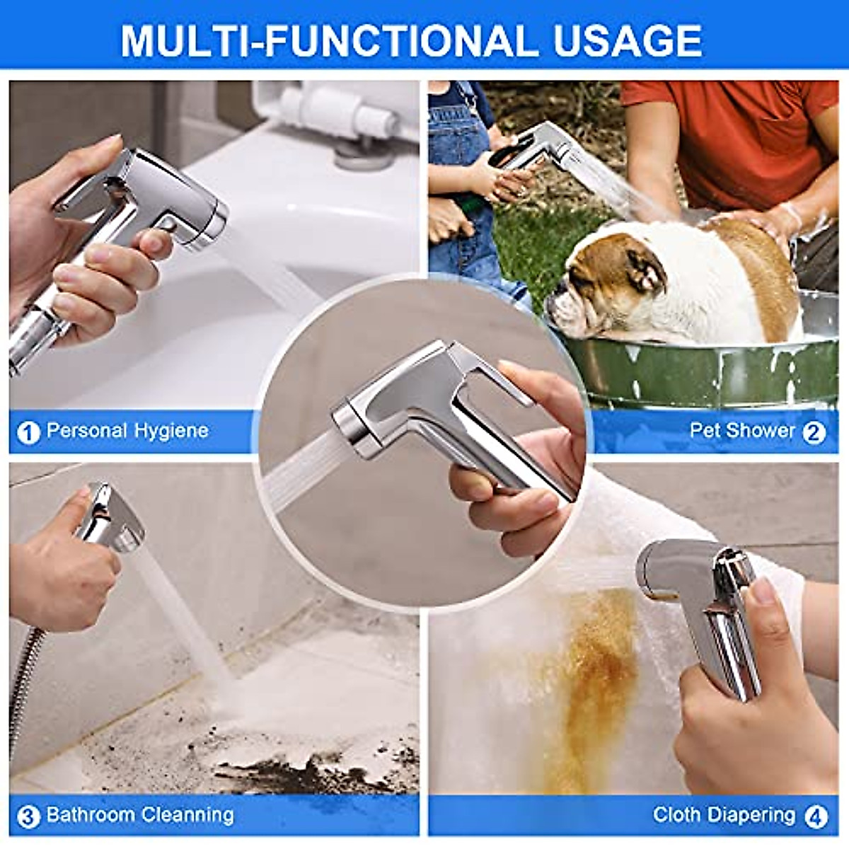 Boonny Bidet Sprayer for Toilet, Handheld Toilet Bidet Sprayer, Hand Held Bidet Sprayer for Toilet, Bathroom, Cloth Diaper, Toilet Jet Spray Set (3sets, Bidet Nozzles with Hose and Holder)