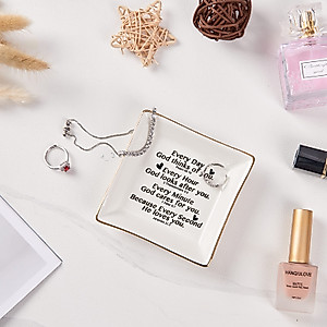 Spegiffu Christian Gifts for Women Faith Jewelry Dish with Bible Verse Prayers, Religious Gifts Scripture Gifts Spiritual Gifts for Women Men Friends Birthday - Every Second God He Loves You