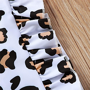 MODNTOGA Toddler Baby Girls Swimsuit Backless Ruffle One-Piece Swimwear Bathing Suit Tankini (Leopard, 110(3-4T))