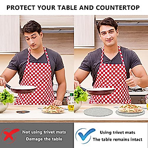 Trivets for Hot Dishes, Trivets for Hot Pots and Pans, 7 Inchs Hot Pads 5 Pcs and Storage Basket 1 Pack for Countertops, Pot Holders for Kitchen, Cotton Table Protector Hot Mats Heat Resistant (Mix)