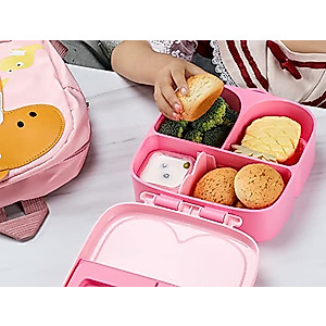 TWOKIWI Bento Lunch Box for Kids - Lunch Containers with 4 Compartments Includes Sauce Jar & Removable Divider, Durable, BPA-Free, Food-Safe Materials (Pink)