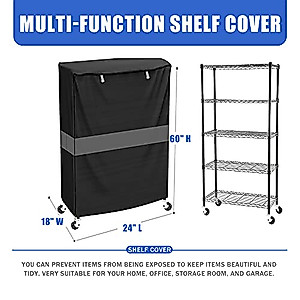 MOLLYAIR Shelving Cover Wire Rack Cover for Sundries, Shelf Cover for 24x18x60 Inch Black
