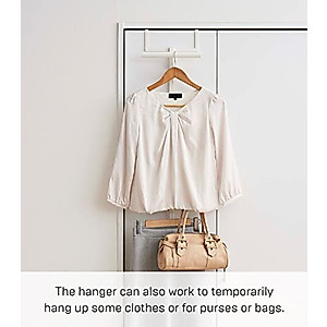 YAMAZAKI Home Tower Backpack Over The Door Hanger for Closet Or Bedroom, Two-Tiered Bookbag Metal Storage Rack, Easy Installation - Steel