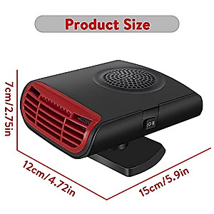 Upgrade Portable Car Heater,12V 150W Car Defroster Windshield Defogger 360° Rotatable,3 in 1 Car Heater Fast Heating & Cooling & Air Purify Plug in Cigarette Lighter for All Car