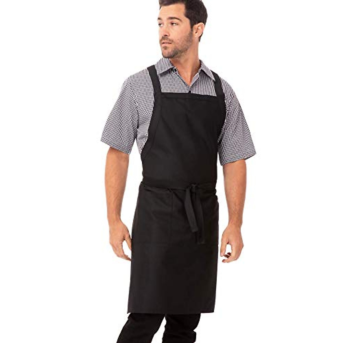 Chef Works Unisex Cross-Back Bib Apron, Black, One Size