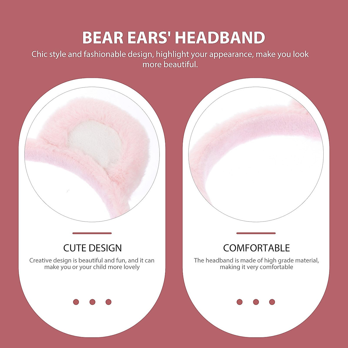 VALICLUD Bear Ears Hairband Adorn Party Headdress Decor Lovely Female Hairband Decor Pink